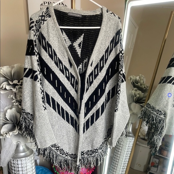 Kate & Mallory | Sweaters | Kate Mallory Gray And Black Cardigan With Fringe | Poshmark